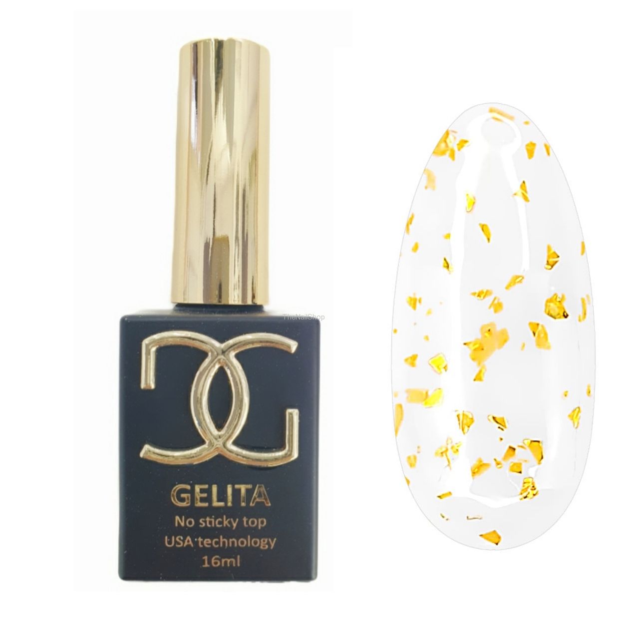 טופ פתיתי זהב GELITA gold flakes top | טופ לק ג'ל | לק גל | נייל שופ